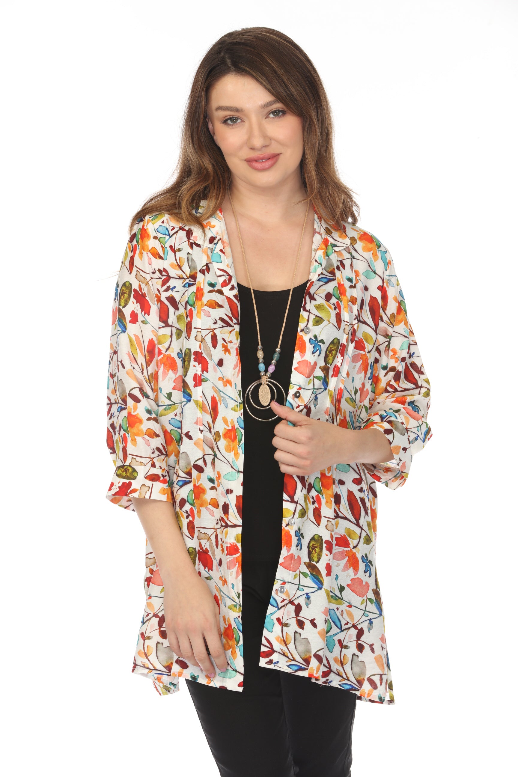 Multi Colour Nature Print Open Top/Shirt